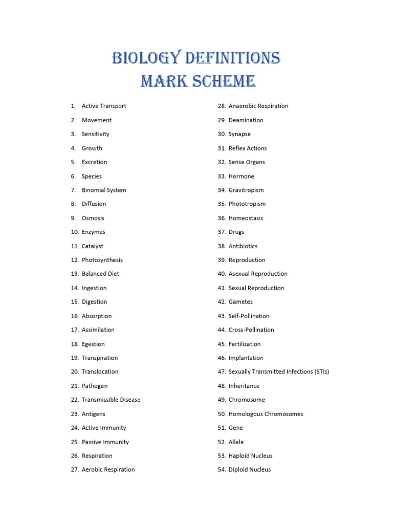 Key Biology Terms and Definitions | PDF