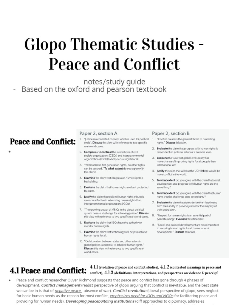Peace and Conflict Glopo Miraal Notes | PDF | Nonviolence | Pacifism
