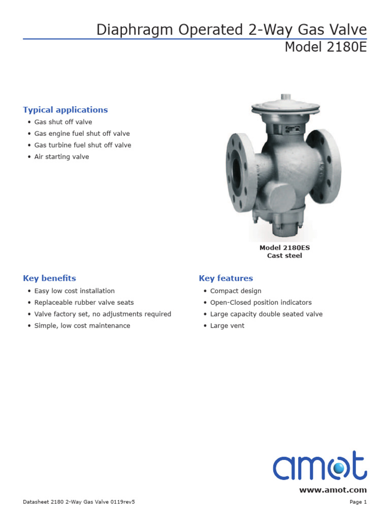 Datasheet 2 Way Valve Amor 2180es Gas CAT | PDF | Valve | Mechanical ...