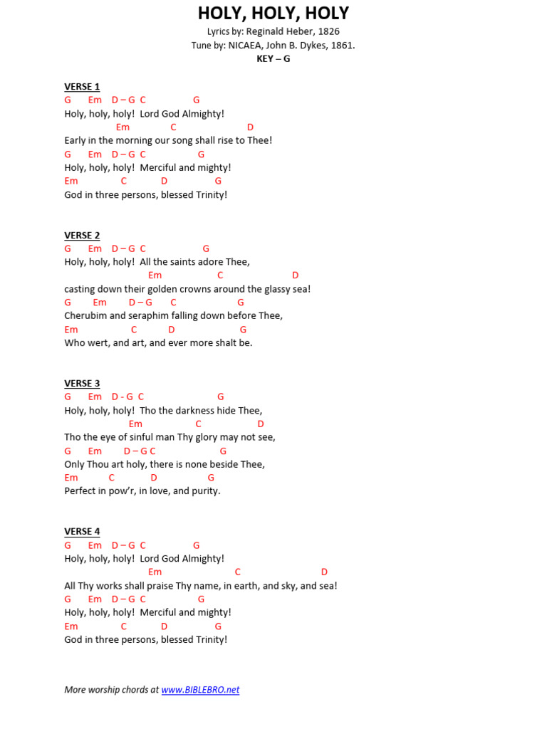 Holy Holy Holy KEY G | PDF