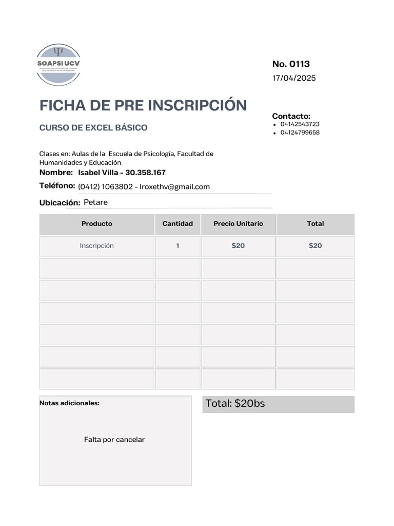 Preinscripción | PDF