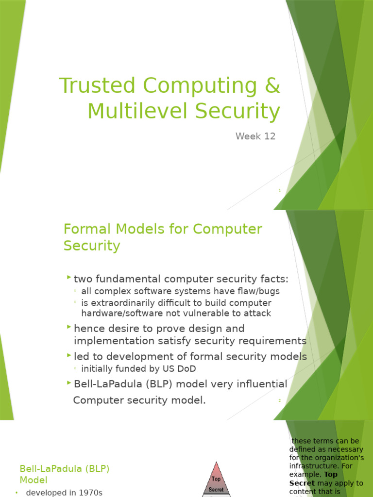 Week 12- Trusted Computing Multilevel Security | PDF | Classified Information | Security