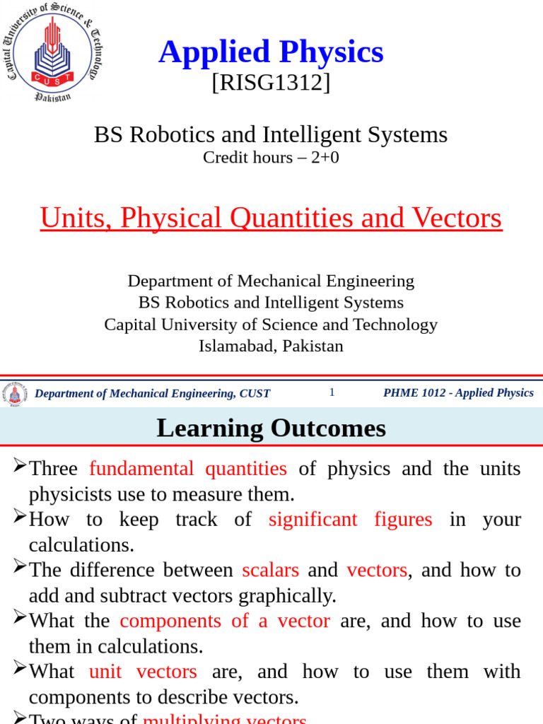 Units, Physical Quantities and Vectors Part 1 | PDF | Significant Figures | Mechanics