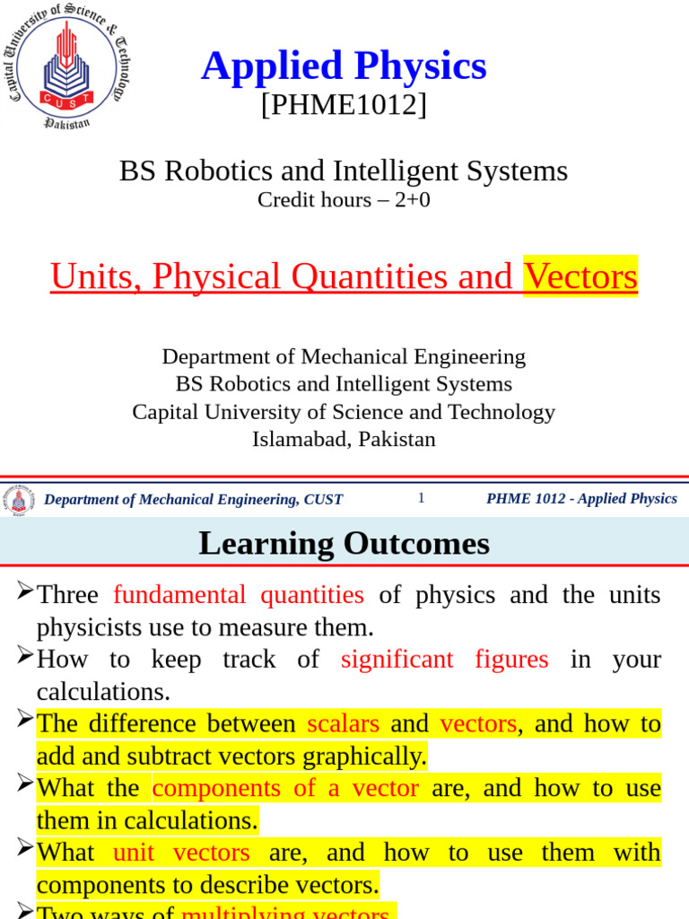 Units, Physical Quantities and Vectors Part 2 | PDF | Euclidean Vector | Scalar (Mathematics)
