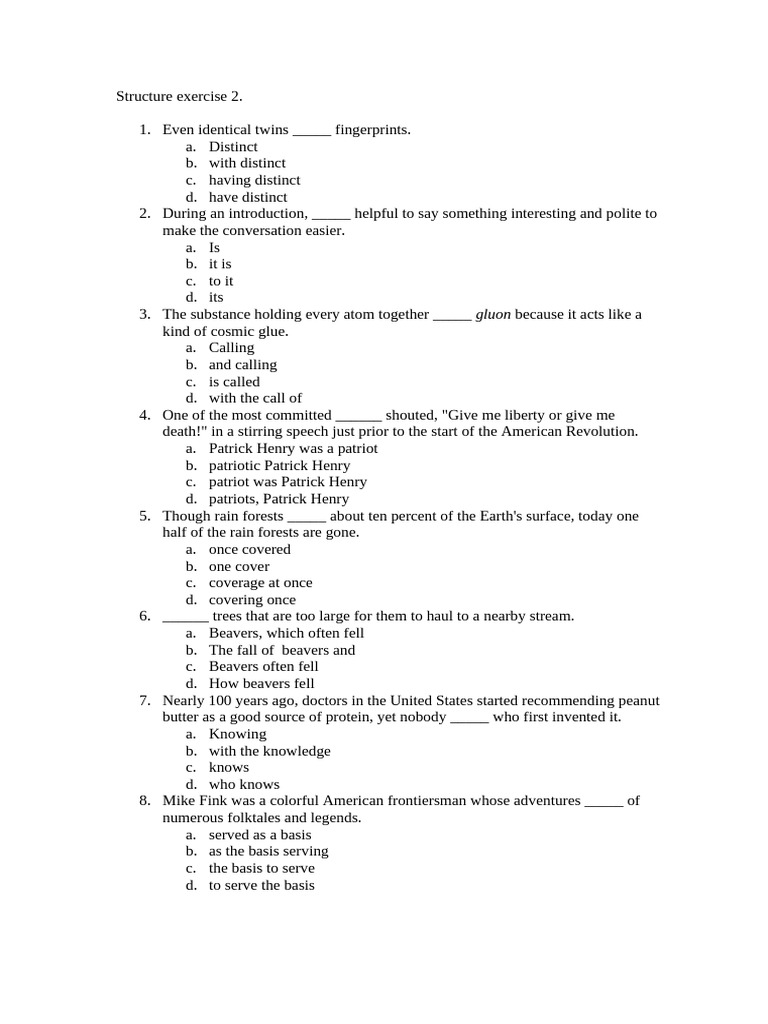 Structure Exercise 2 Only | PDF