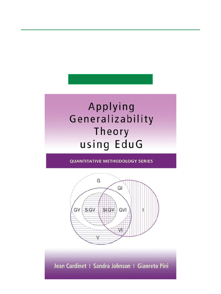 Applying Generalizability Theory Using EduG 1st Edition High-Quality ...