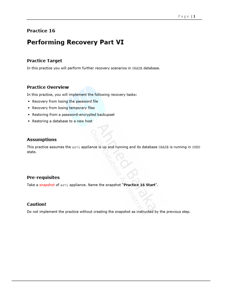 Practice+16+ +Performing+Recovery+Part+VI | PDF | Backup | Computer File