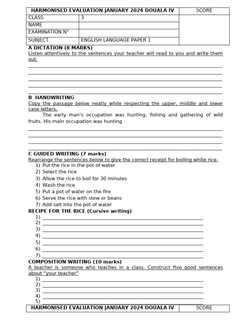 English Language Class 3 | PDF | Water