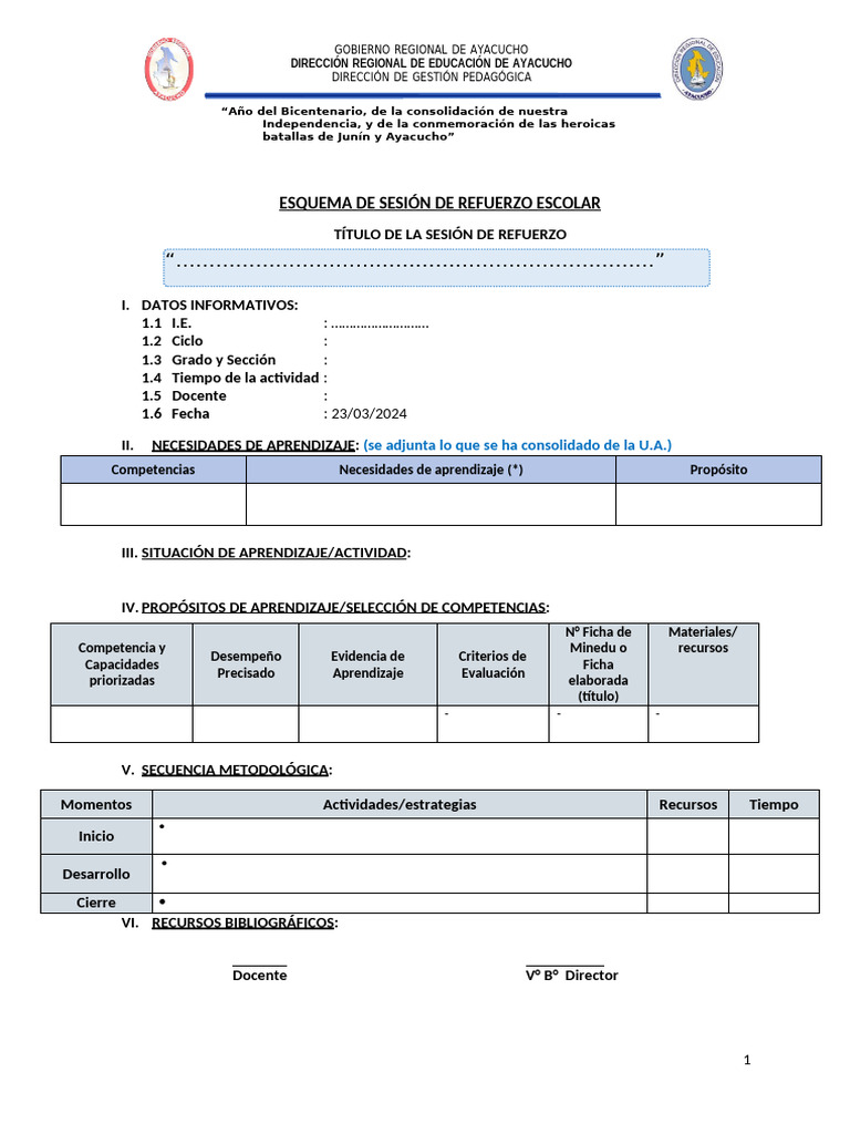 Esquema de Sesion Refuerzo Escolar | PDF | Aprendizaje | Modificación de comportamiento