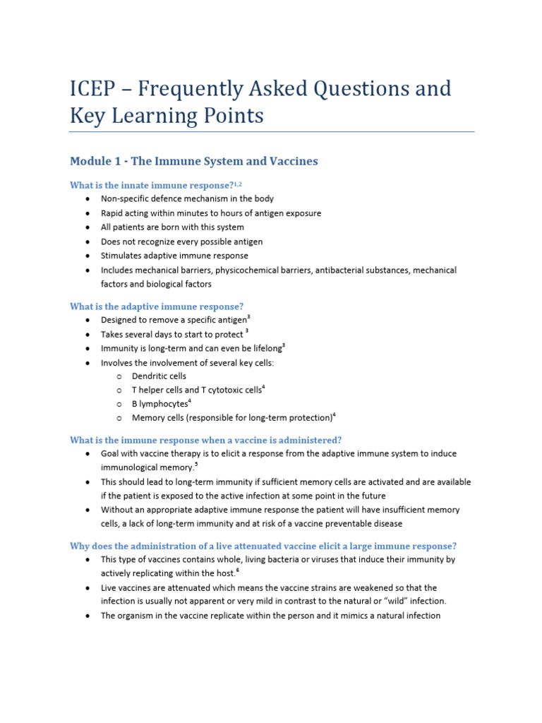 ICEP Key Learning Points | PDF | Immune System | Influenza