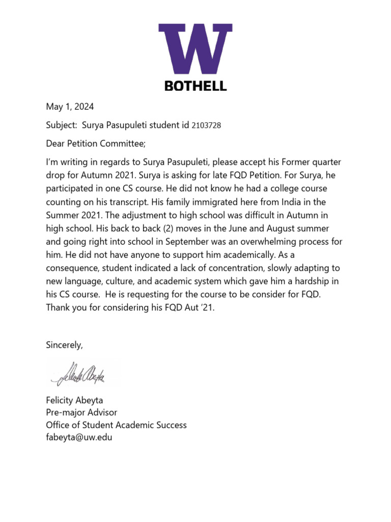 Advisor Letter | PDF