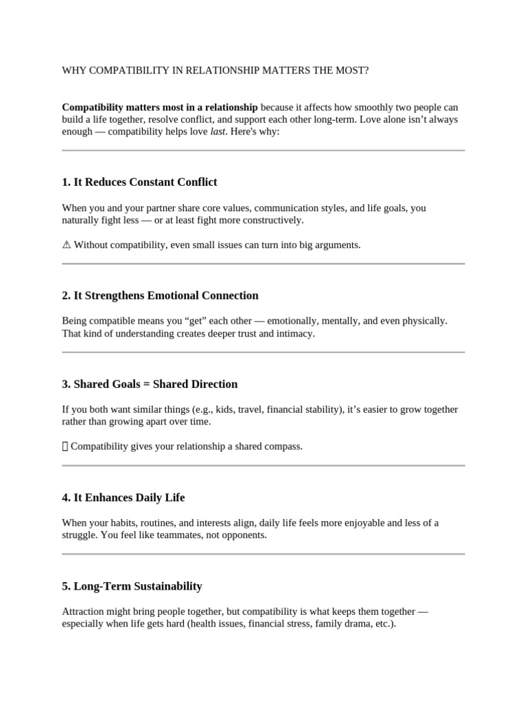 Why Compatibility in Relationship Matters The Most | PDF