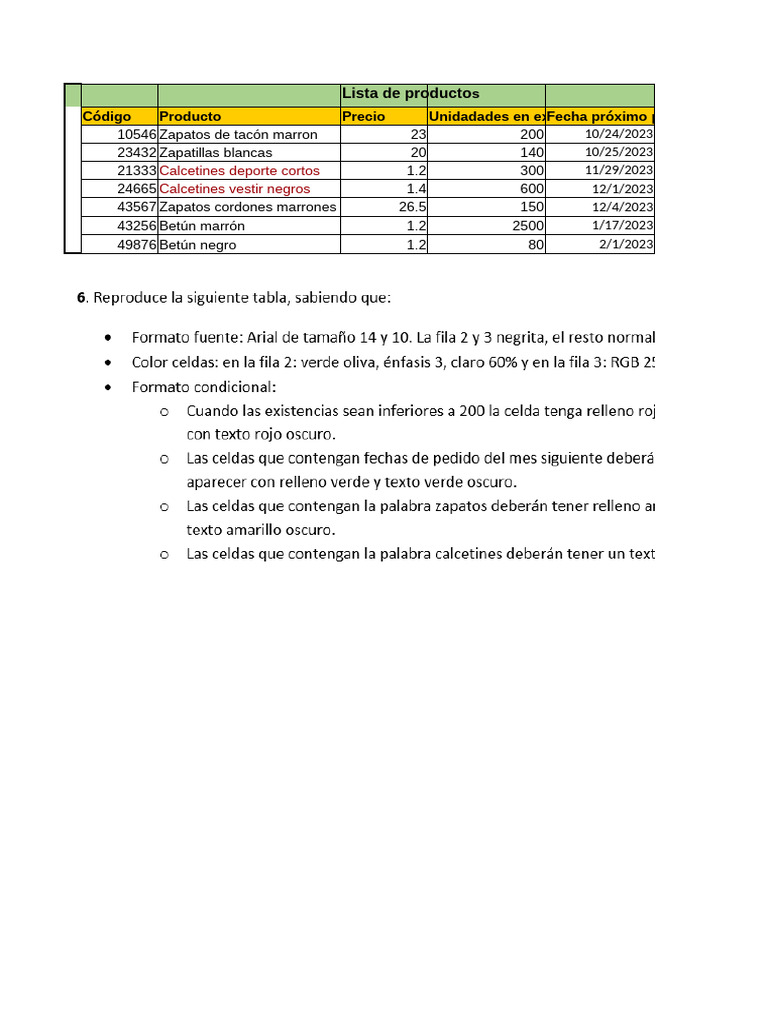 U04 Ex04 Formatos Condicionales | PDF