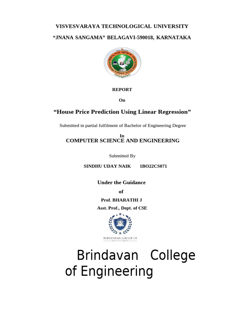 House Price Prediction Using Linear Regression Front Page | PDF