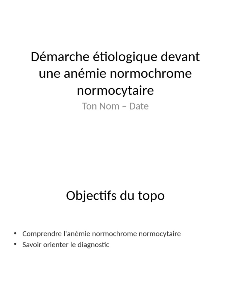 Topo Anemie Normochrome | PDF