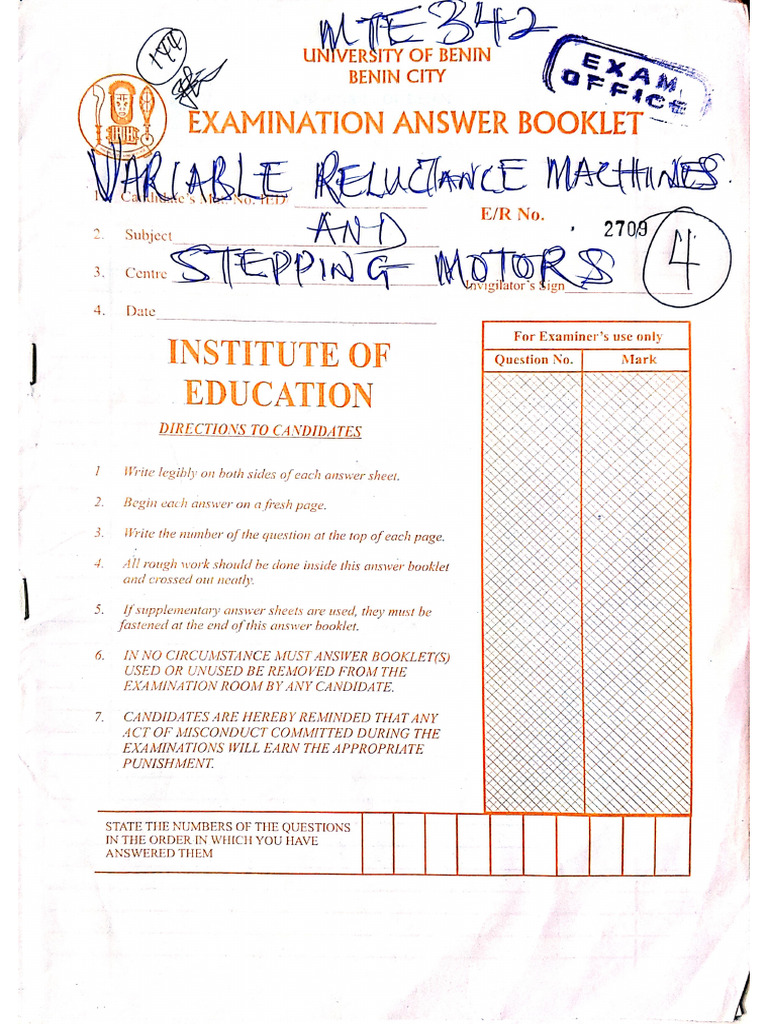 Mte342 - Variable Reluctance Machine and Stepping Motors | PDF