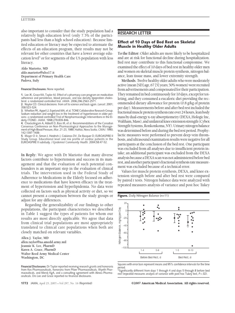 Impact of Bed Rest on Older Adults' Muscle | PDF | Hypertension ...