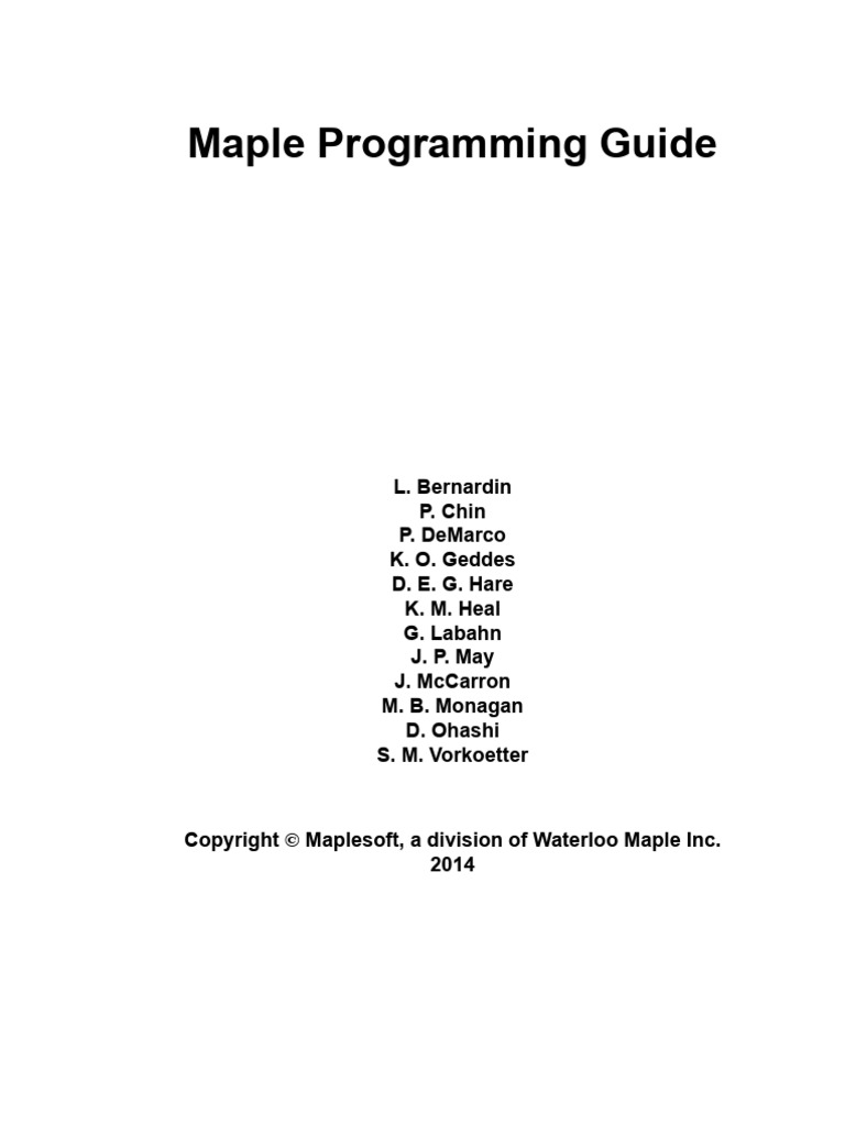 Maple Guide | PDF | Parameter (Computer Programming) | String (Computer Science)