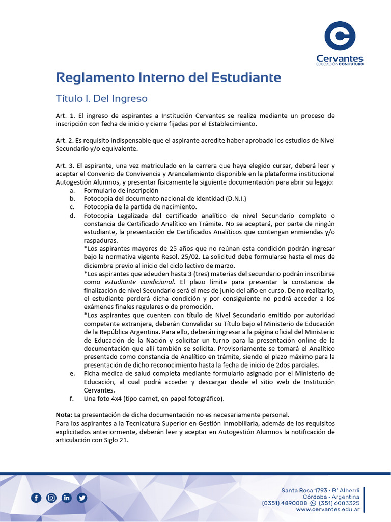 Reglamento de Autogestión para Alumnos | PDF | Disciplinas