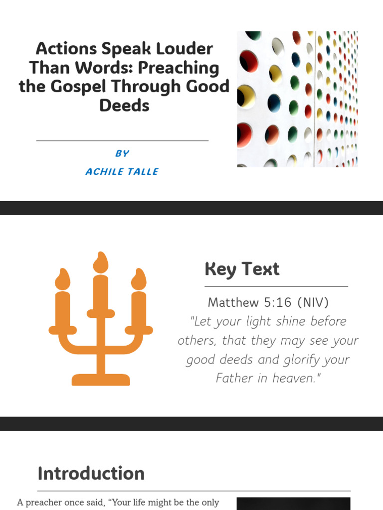 Actions Speak Louder Than Words | PDF | Jesus | Sermon