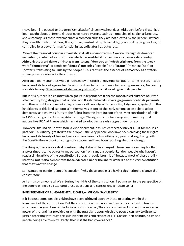 WHY SHOULD WE CHANGE THE CONSTITUTIOn | PDF | Democracy | Political ...