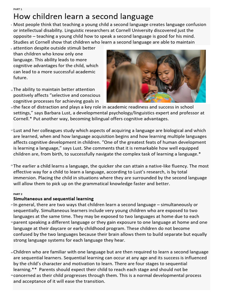 TEXT-How Children Learn A 2nd Language | PDF | Second Language | Learning