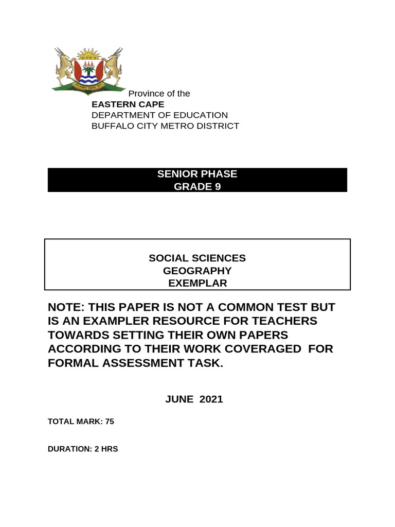 2021EXSocial Sciences Geography June Exampler Test | PDF | Contour Line ...