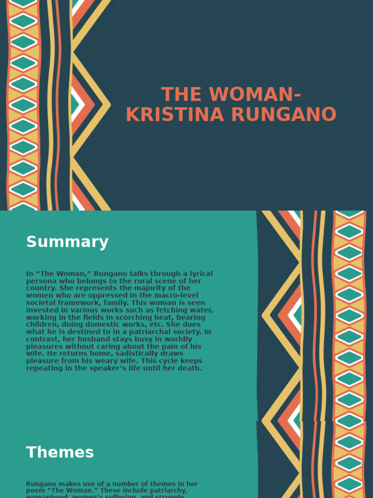 The Woman - Kristina Rungano | PDF | Poetry | Patriarchy