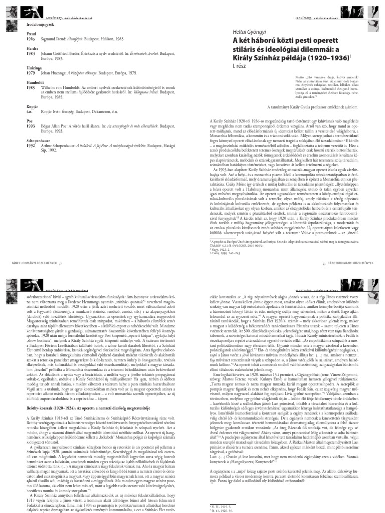 A Ket Haboru Kozti Pesti Operett Stilar | PDF