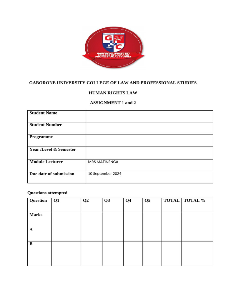 Human Rights Law Assignments | PDF