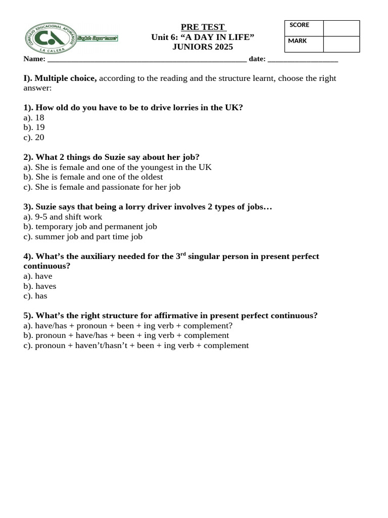PRE PRUEBA 4TO MEDIO 2025 | PDF