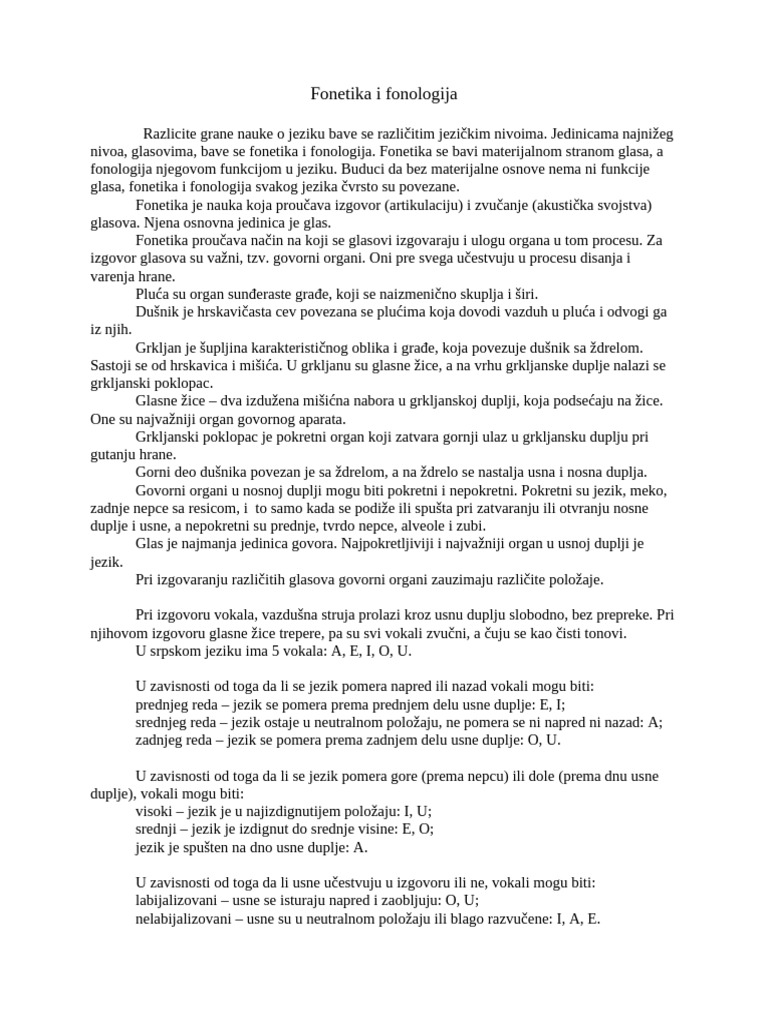 Fonetika I Fonologija | PDF