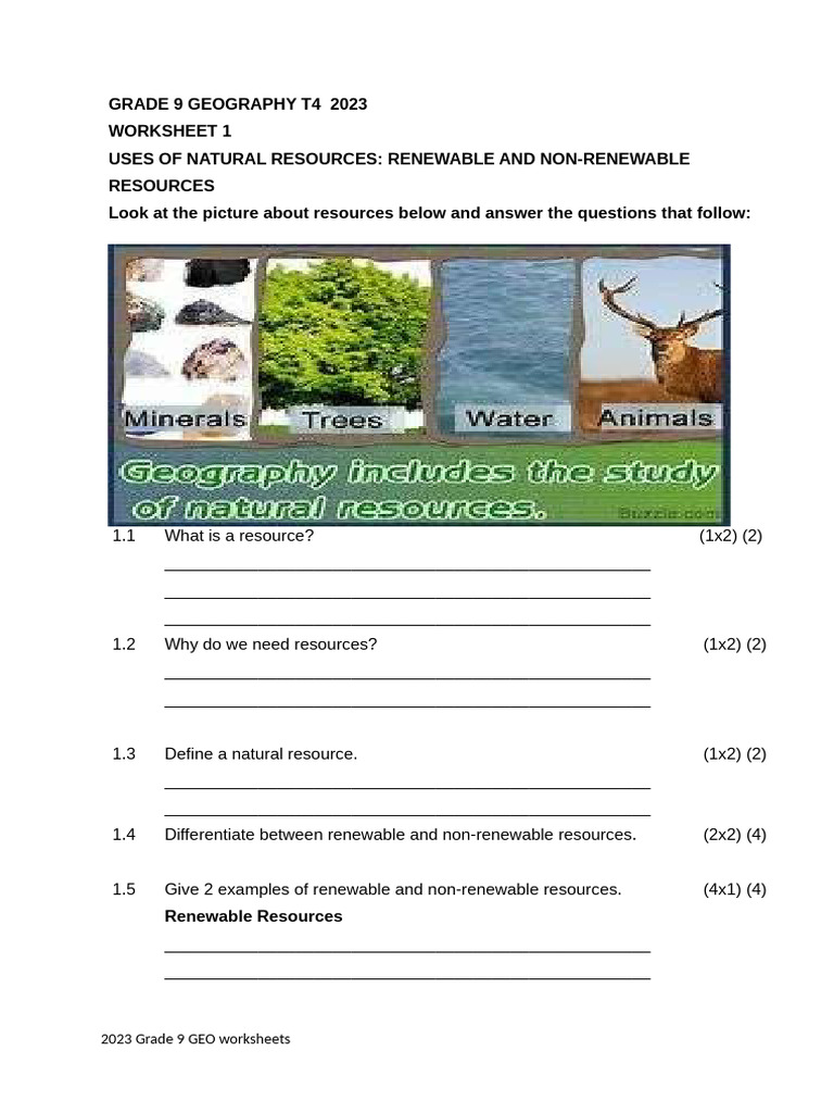 2023 Grade 9 T4 Geo Worksheets | PDF | Overfishing | Genetically Modified Food
