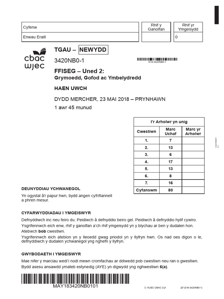 Ffiseg Thriphlyg Uned 2.haen Uwch | PDF