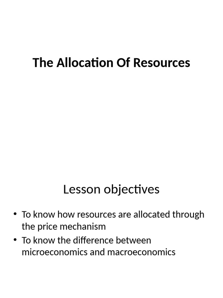 Allocation of Resources | PDF