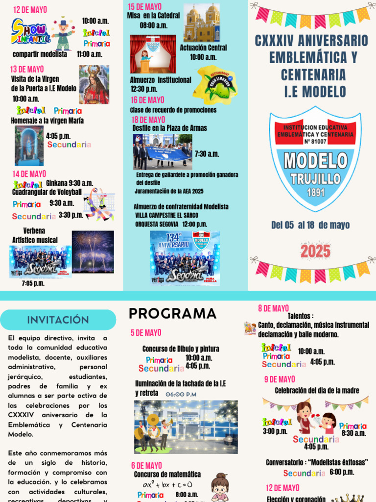Programa de Aniversario Institucional 2025 I.E Modelo | PDF