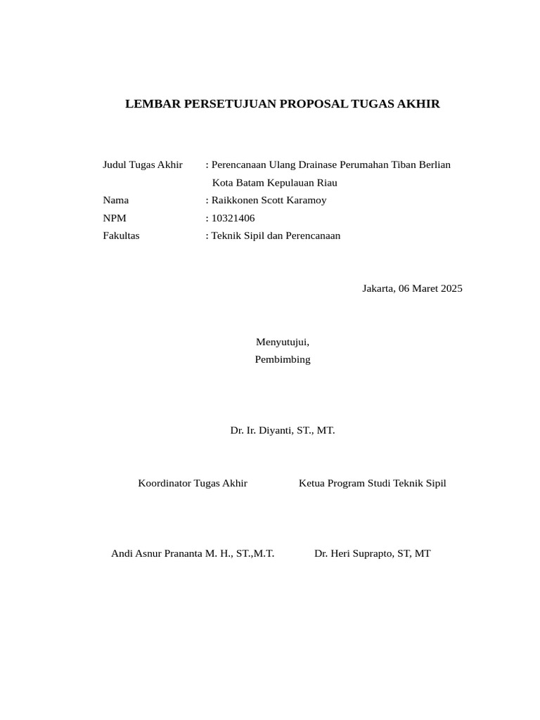 Lembar Persetujuan Proposal Tugas Akhir | PDF