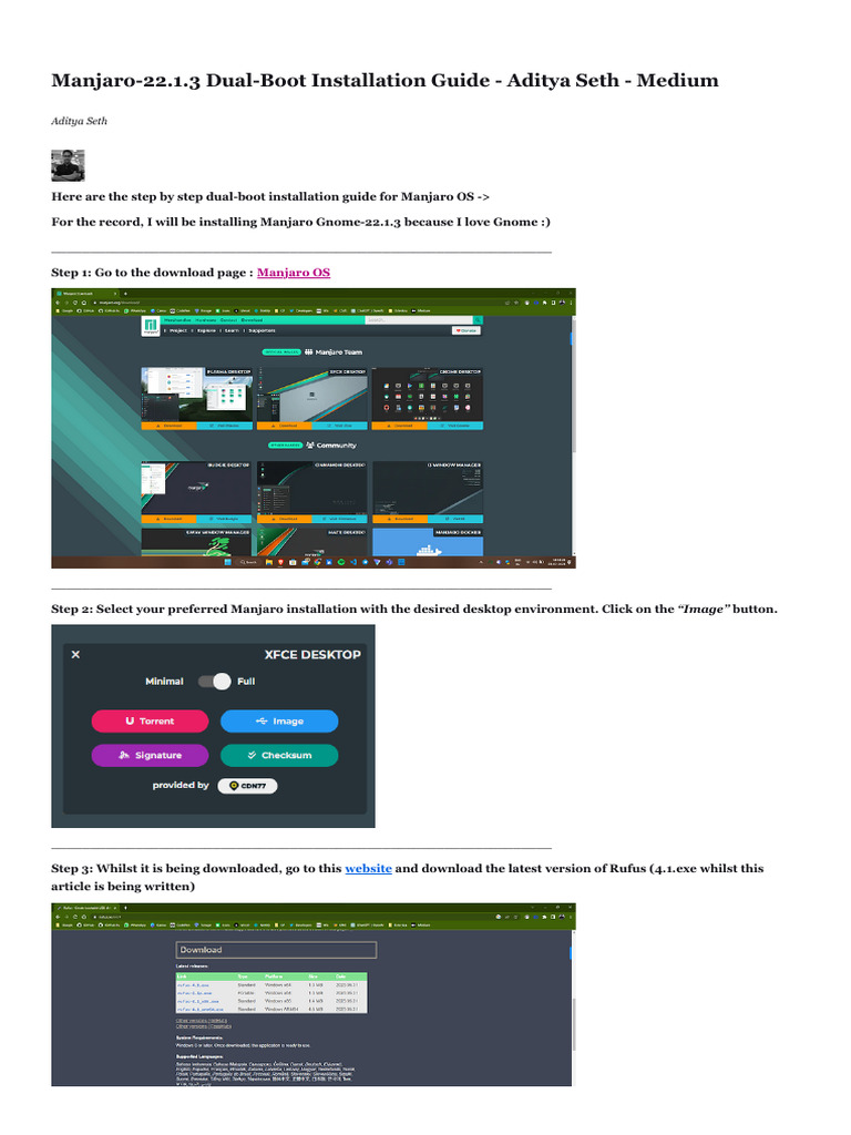 Manjaro-22.1.3 Dual-Boot Installation Guide | PDF | Usb Flash Drive | Booting