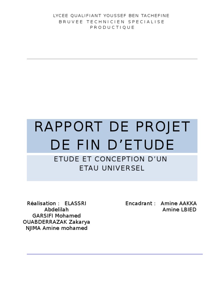 Projet de Fin D'etude | PDF | Usinage | Planification