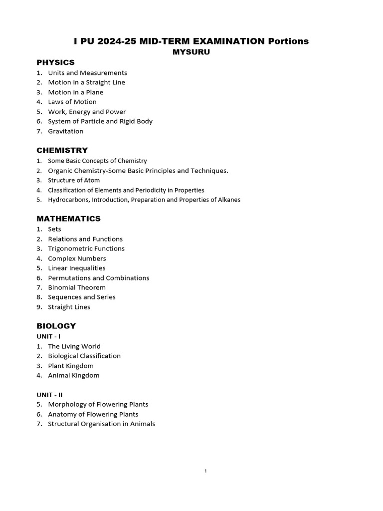 IPU Mid Term Portions - Mysore | PDF