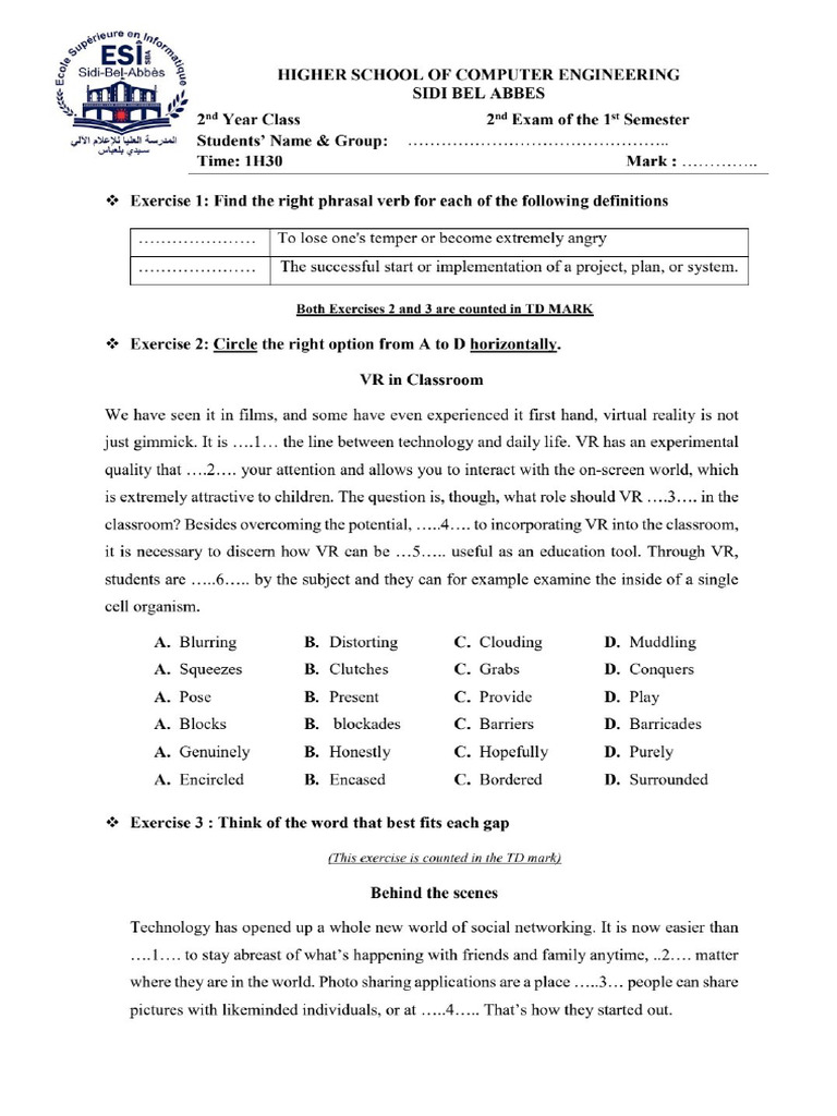 Examen2 Anglais3 2023-2024 | PDF