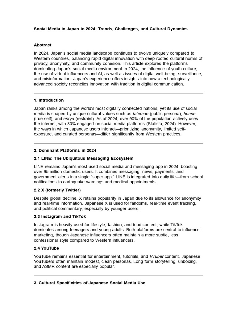 Social Media in Japan 2024 | PDF | Social Media | Popular Culture ...