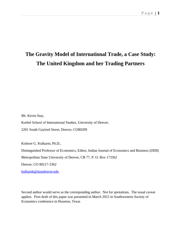 Paper With Kevin On Ho Theorem and Gravity Model | PDF | Newton's Law Of Universal Gravitation ...