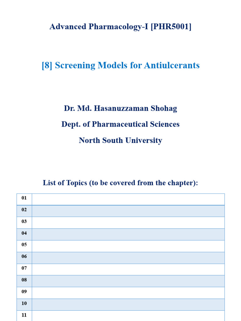 Screening Models for Antiulcerants | PDF | Stomach | Aspirin