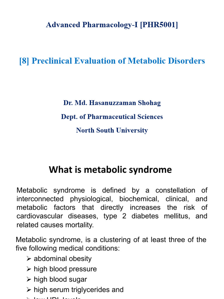 Preclinical Evaluation of Metabolic Disorders | PDF