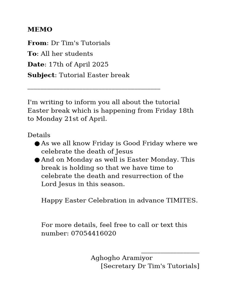 DR Tim's Tutorials Memo | PDF