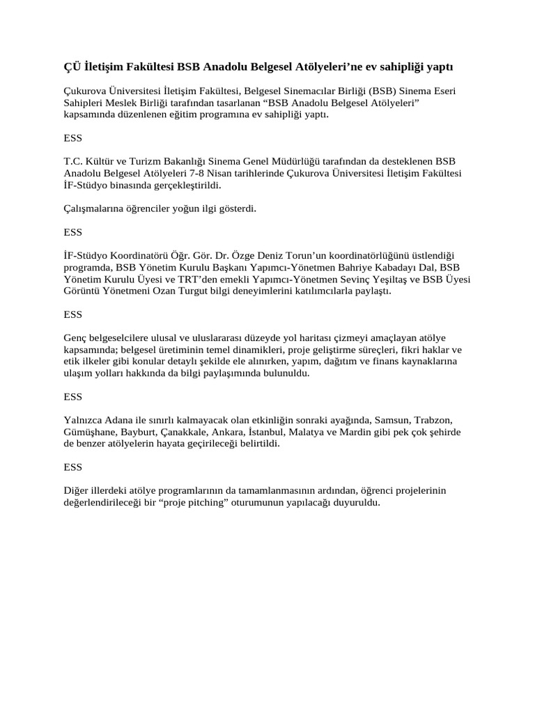 BSB Atölyeleri SESLİ | PDF