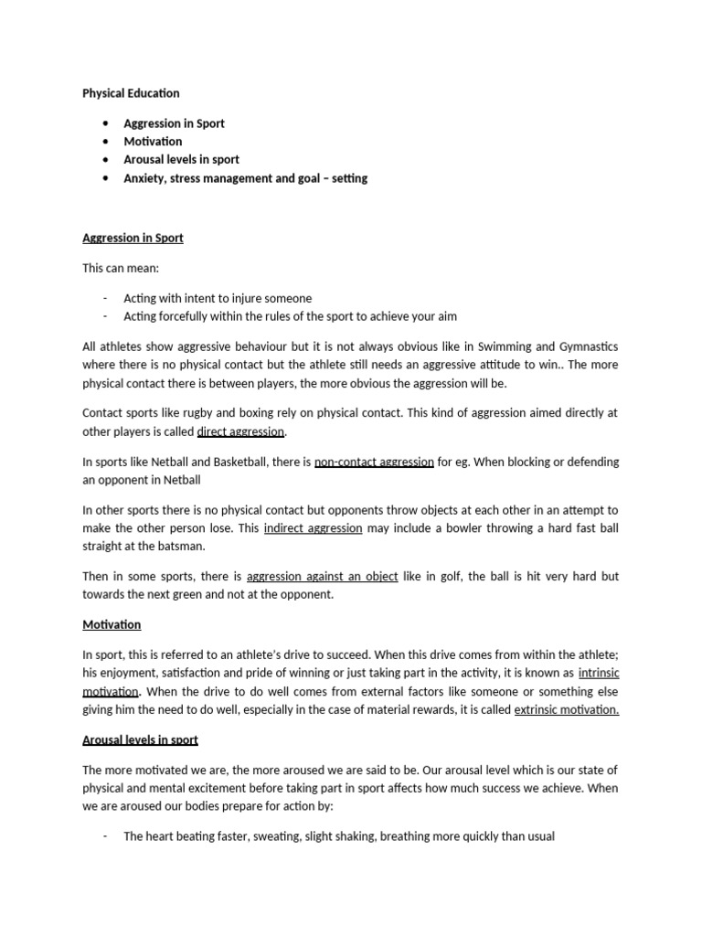 Aggression. Anxiety, Stress MGMT, Goal Setting | PDF | Anxiety ...