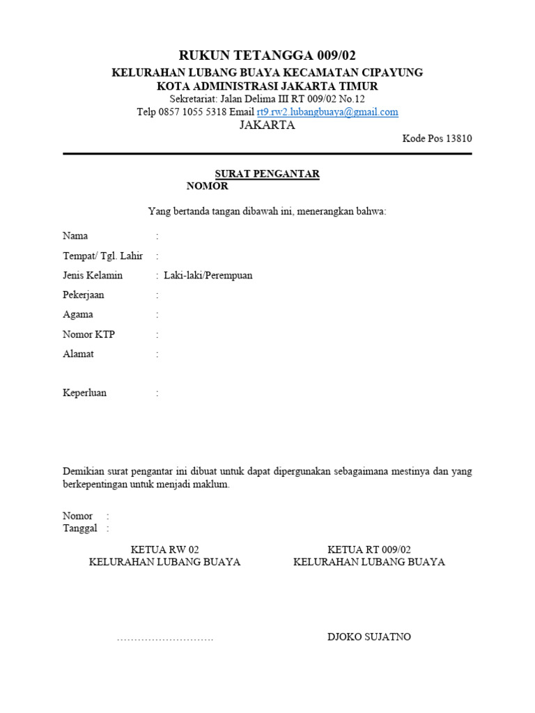 Surat Pengantar Dan Domisili New Format | PDF