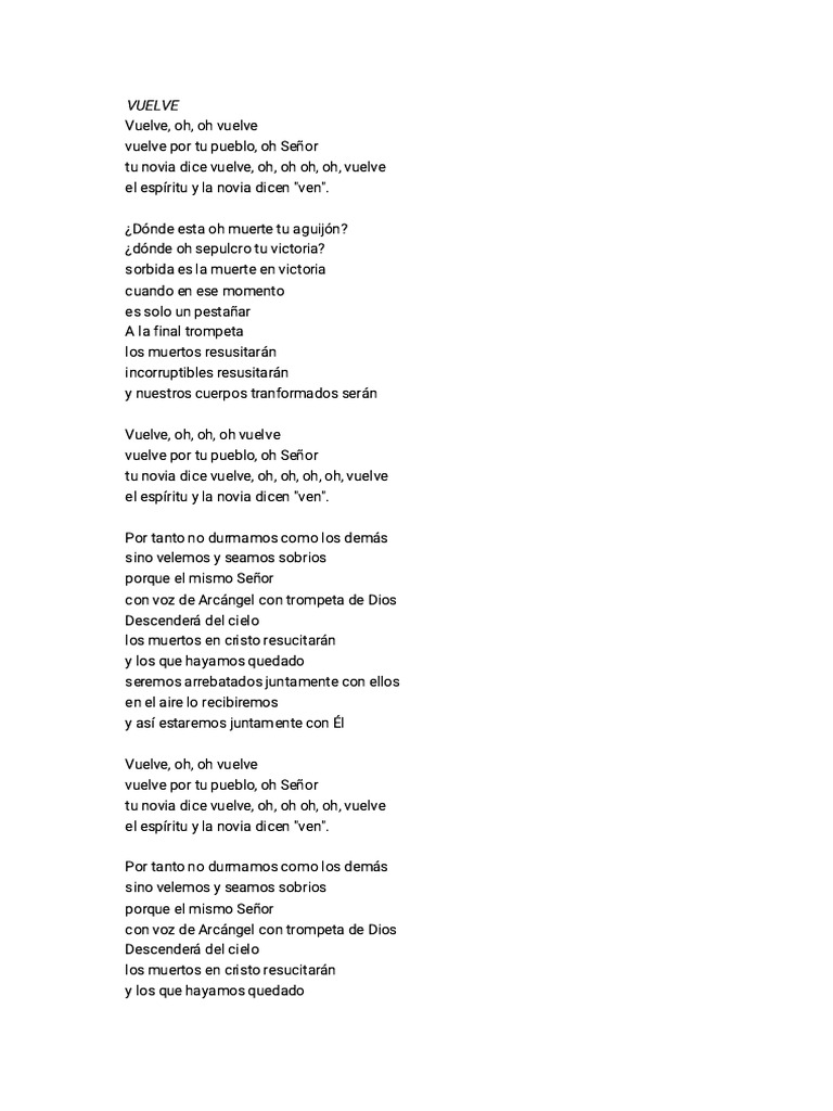 VUELVE (Letra) | PDF